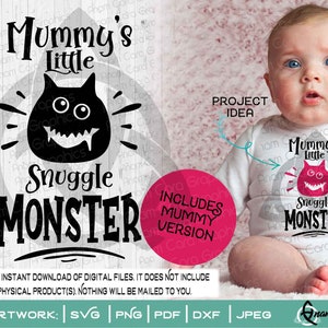 Mommy's or Mummy's Little Snuggle Monster Cut or Print DIY Art for ...