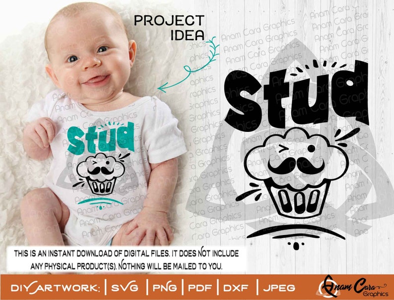 Stud Muffin SVG Cut or Print DIY Art Baby Shower Gift Boy - Etsy