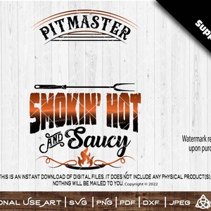 Pitmaster Smokin Hot and Saucy Grill Open Split | SVG Cut or Print Art ...