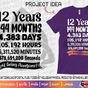 12 Years of Being Awesome cut or Print Diyart Twelfth I'm Turning ...