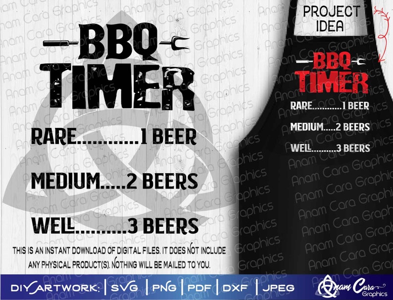 BBQ Timer Beer Gauge SVG Cut or Print DIY Art Funny - Etsy