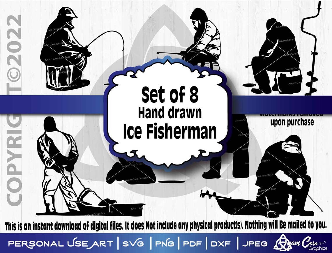 Ice Fishing SVG Bundle 02 Digital Designs Cut or Print - Etsy