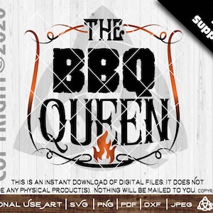 The BBQ Queen SVG Cut or Print Diyart Queen Champion Pit Smoker Grill ...