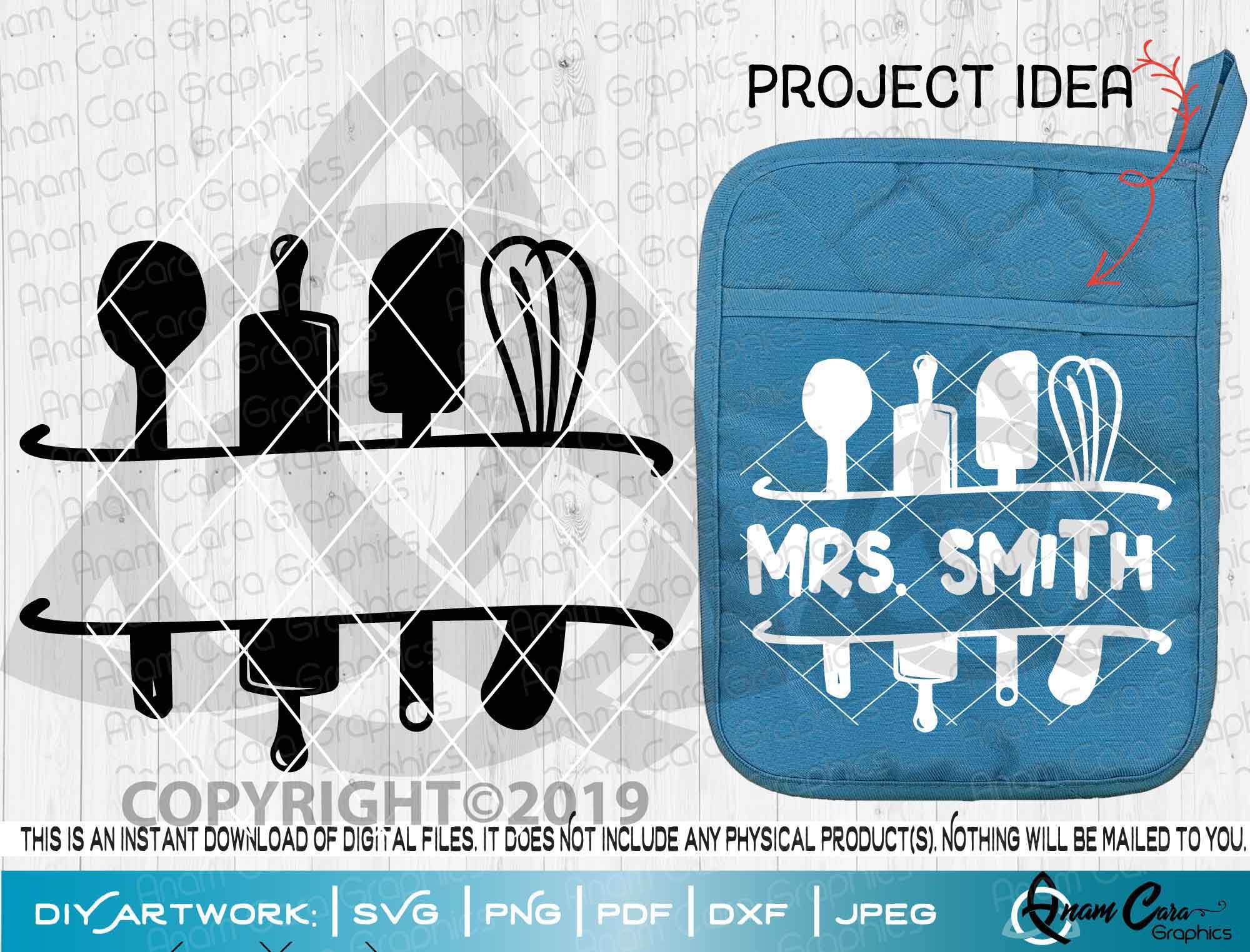 Baking Tools Open Split Monogram |SVG Cut or Print DIY Art| Template W ...