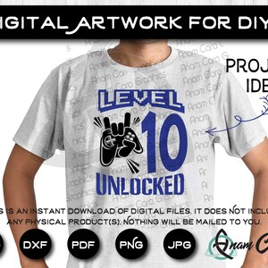 Level 10 Unlocked| SVG Cut or Print Diyart| 10th Tenth Video Game ...