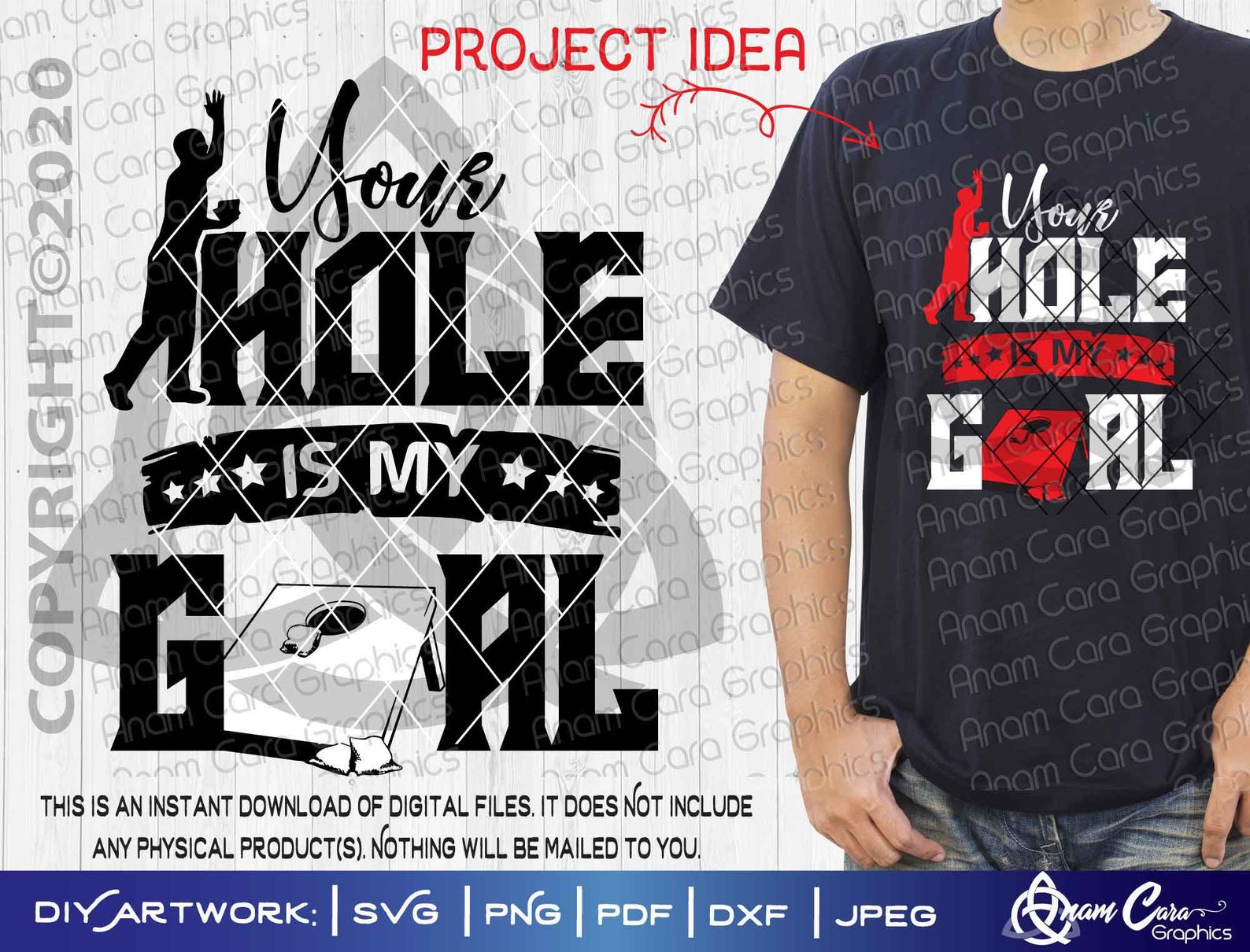 Your Hole is My Goal SVG Cut or Print DIY Art Cornhole Bags Bean Bags ...