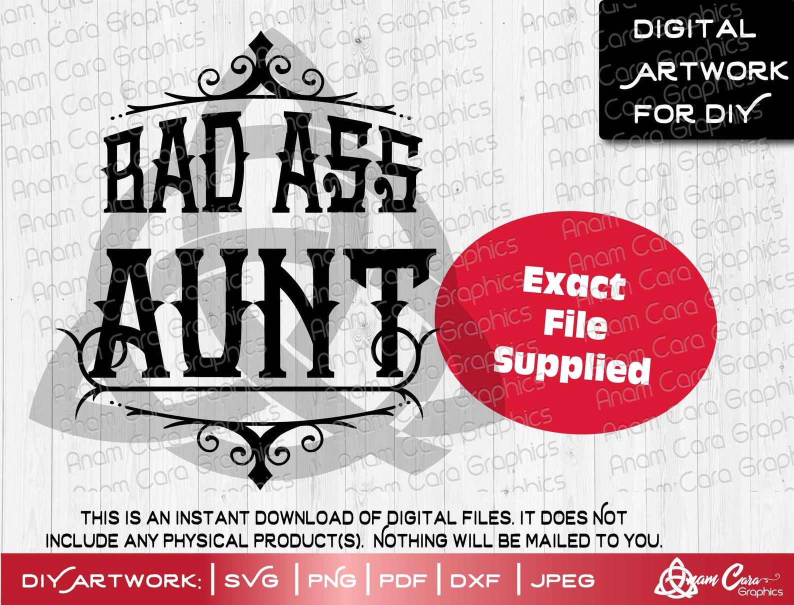 Bad Ass Aunt Svg Cut Or Print Diyart Funny Birthday Etsy