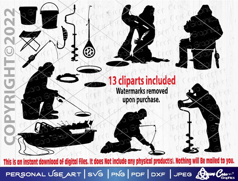 Ice Fishing SVG Bundle Digital Designs Cut or Print Winter | Etsy
