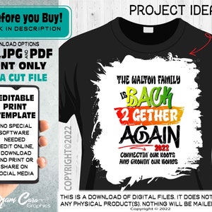 Back 2gether Again EDITABLE Print Design Family Reunion Template ...