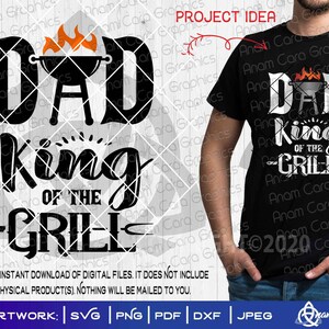 DAD King of the Grill | SVG Cut or Print Diyart Fun BBQ Grill Master ...