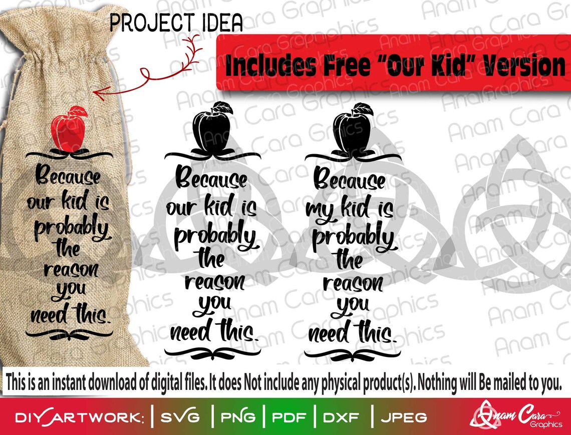 Bundle of 3 Teacher Wine Designs Cut or Print DIY Art Funny | Etsy