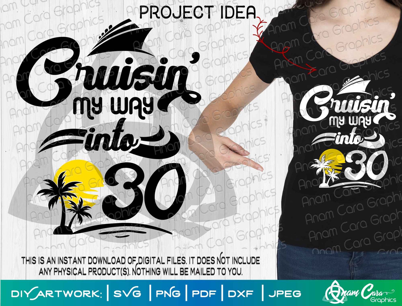 Cruisin' My Way Into 30 cut or Print Diyart Birthday | Etsy