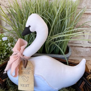 Primitive Swan Decor, Long Neck Swan, Country Swan, Swan Shelf Decor ...
