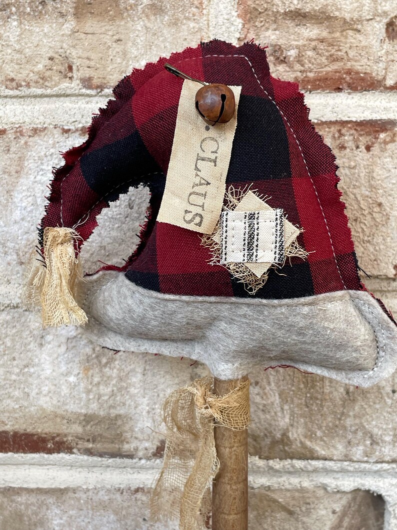 Primitive Santa Hat, Santa Hat Tiered Tray Decor, Farmhouse Christmas ...