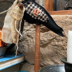 Rustic Primitive Crow, Crow Shelf Sitter, Primitive Crow Decor, Halloween Farmhouse Decor ...