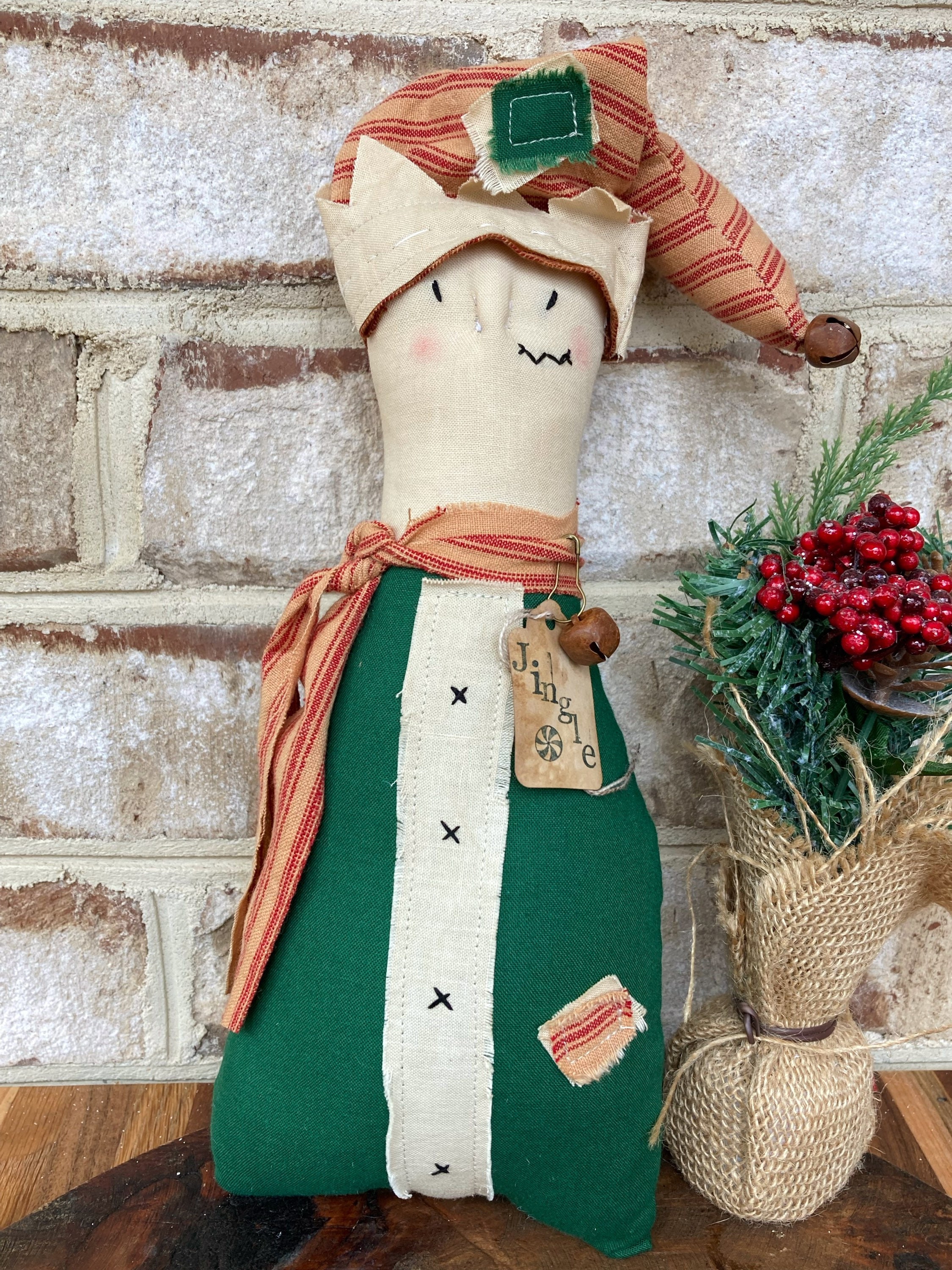 Primitive Elf Doll, Christmas Elf Doll, Primitive Christmas Decor ...