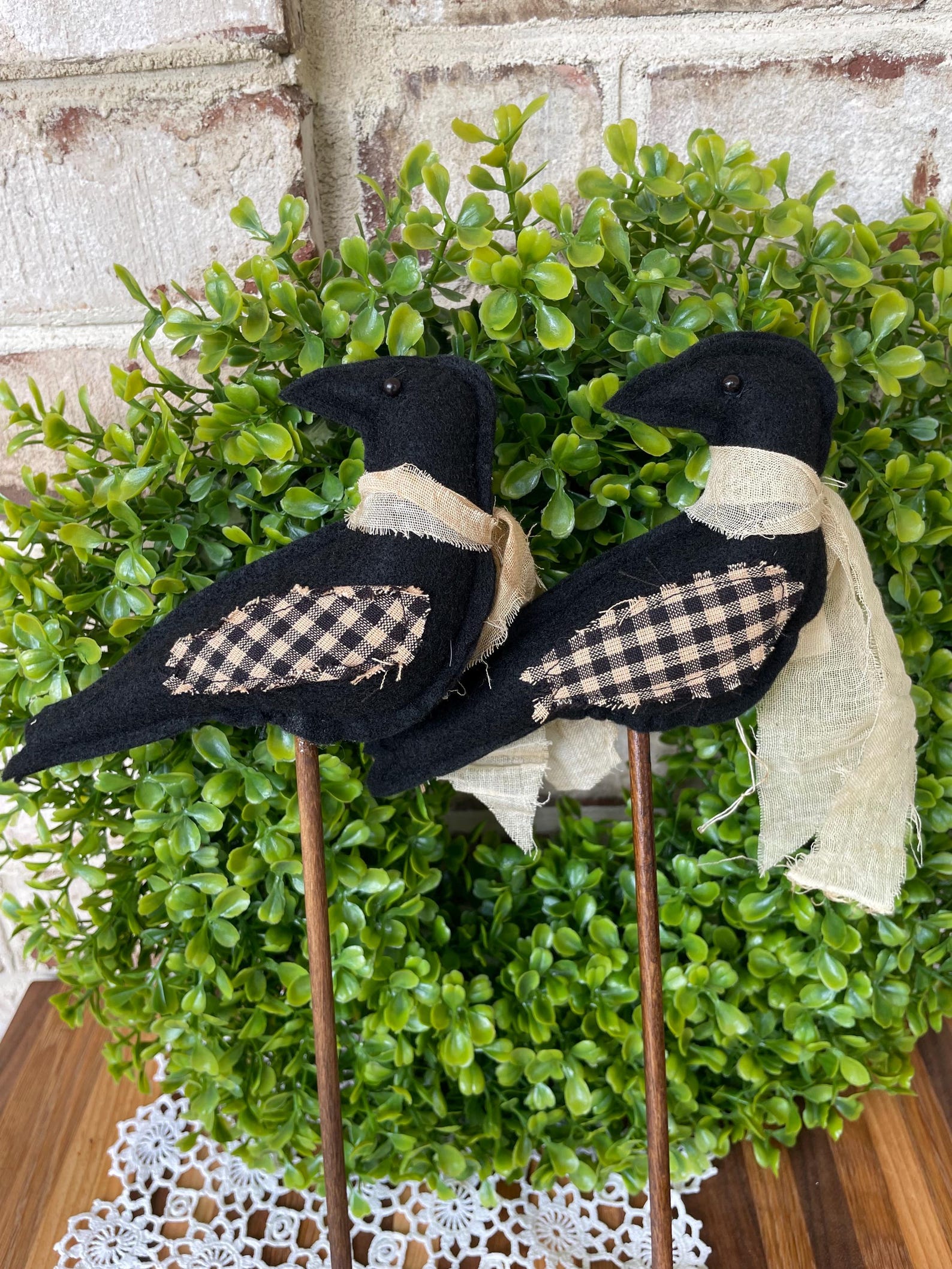 Crows on Sticks, Primitive Crows, Primitive Crow Decor, Fabric Crows ...