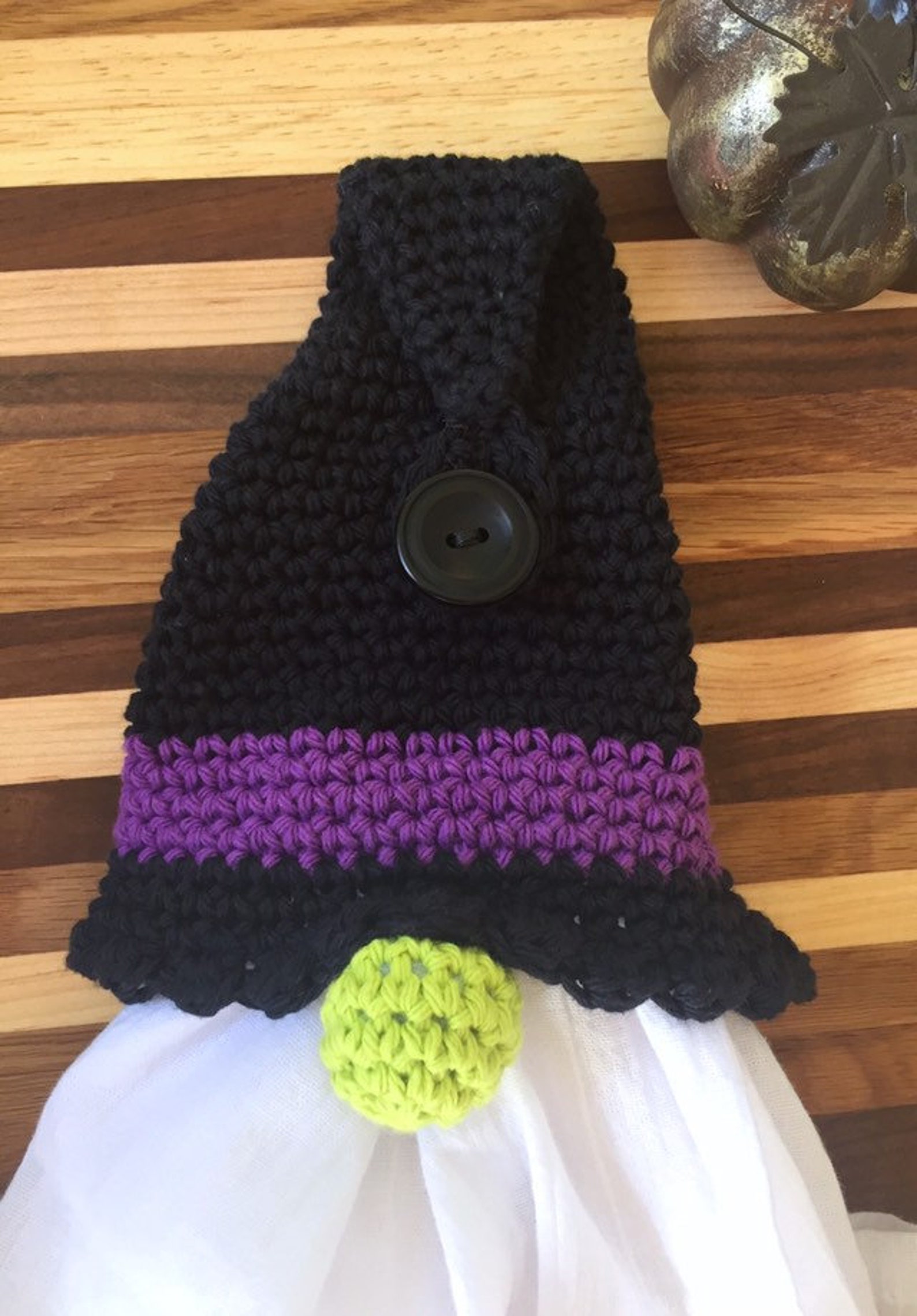 Witch Gnome Towel Topper Halloween Kitchen Decor Crochet | Etsy