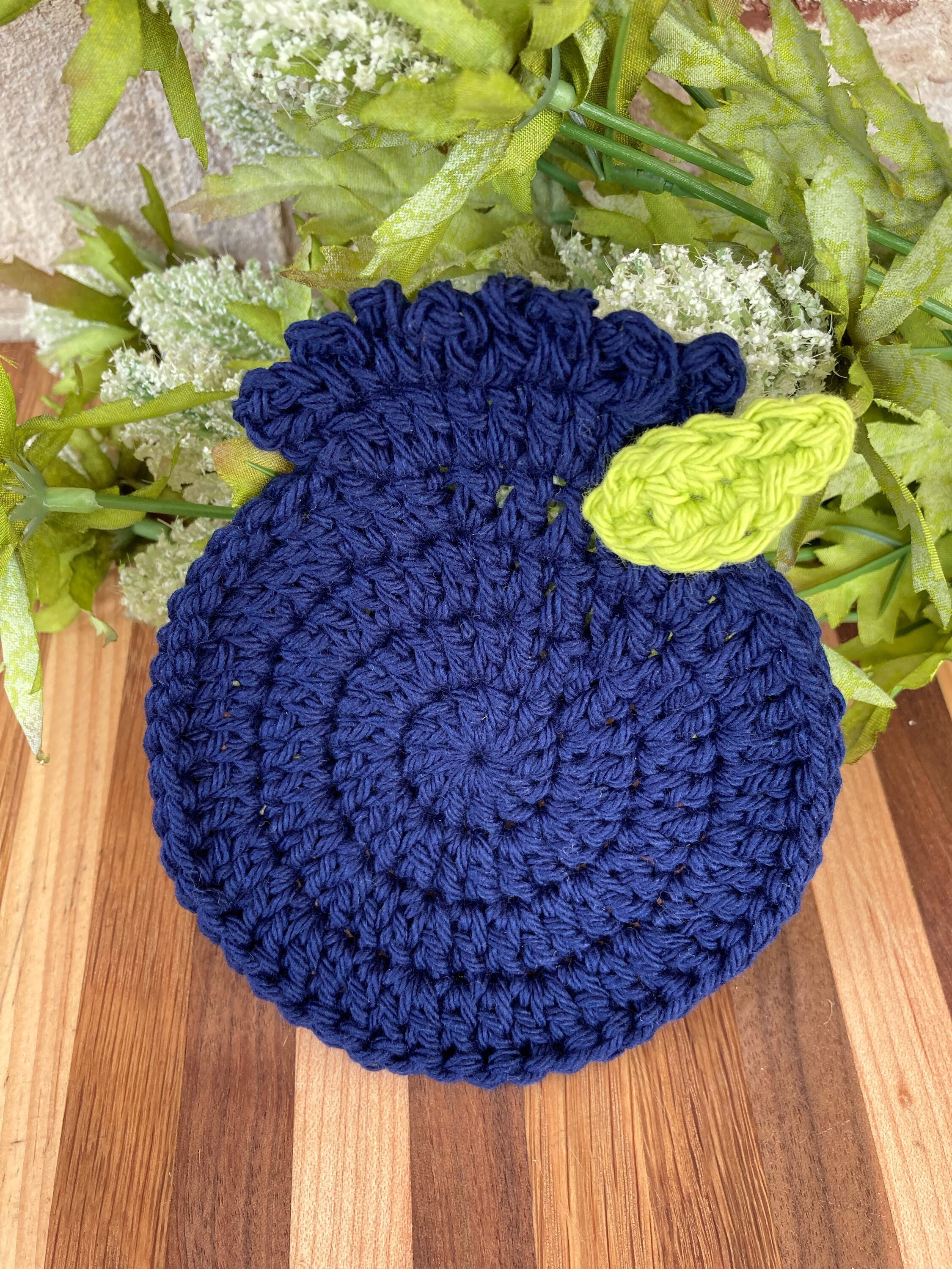 Blueberry Coasters Set, Crochet Drink Coasters, Blueberry Kitchen Decor ...