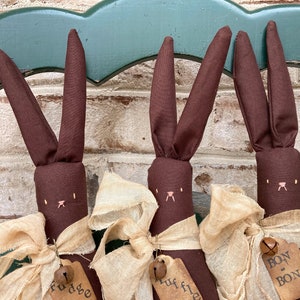 Primitive Chocolate Easter Bunny, Chocolate Bunny Decor, Farmhouse ...