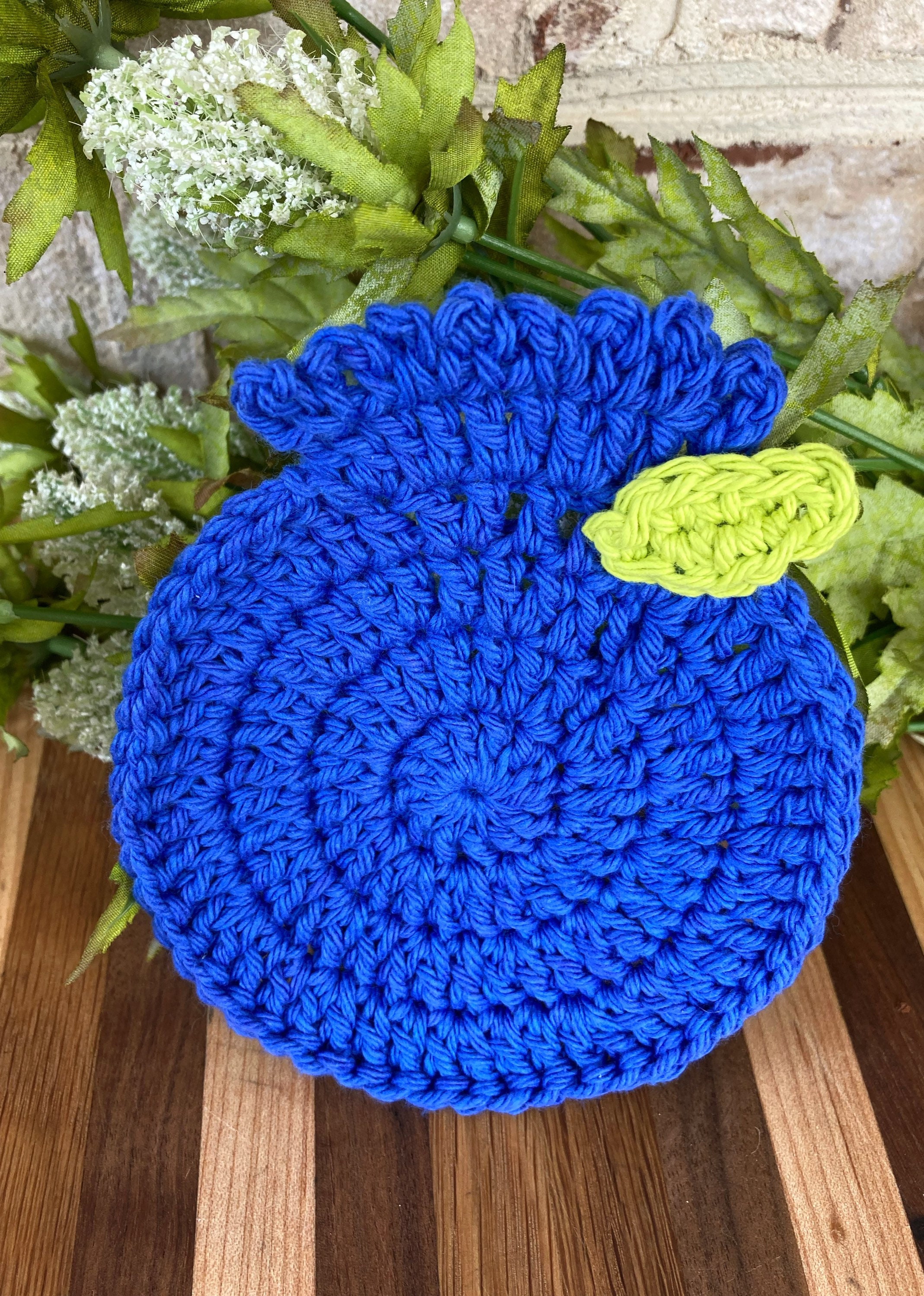 Blueberry Coasters Set, Crochet Drink Coasters, Blueberry Kitchen Decor ...