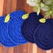 Blueberry Coasters Set, Crochet Drink Coasters, Blueberry Kitchen Decor ...