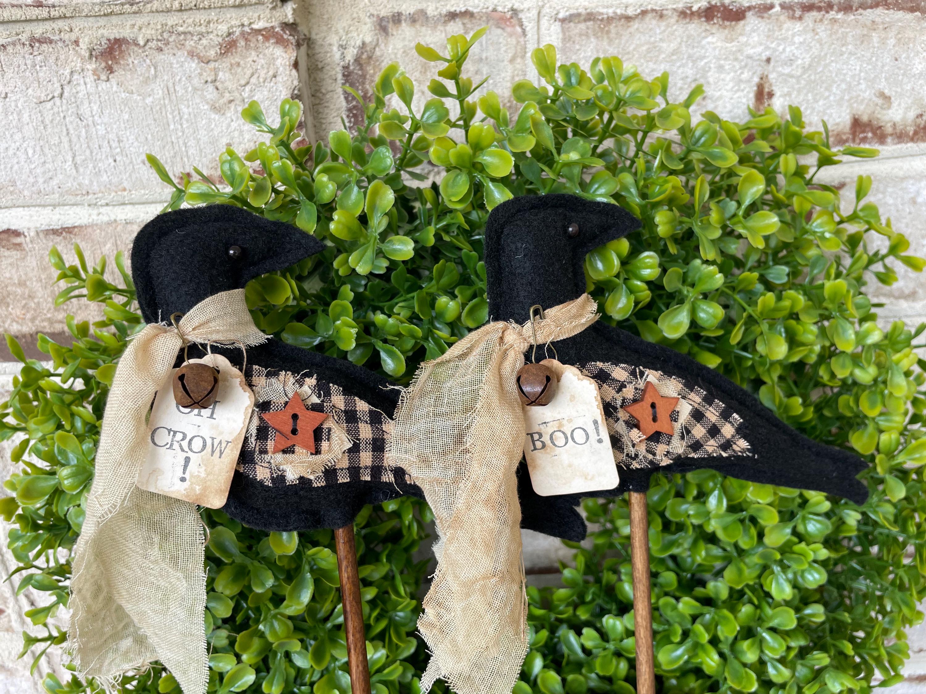 Crows on Sticks, Primitive Crows, Primitive Crow Decor, Fabric Crows ...