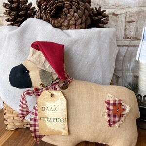 Christmas Sheep, Primitive Sheep Decor, Shelf Sitter Christmas ...