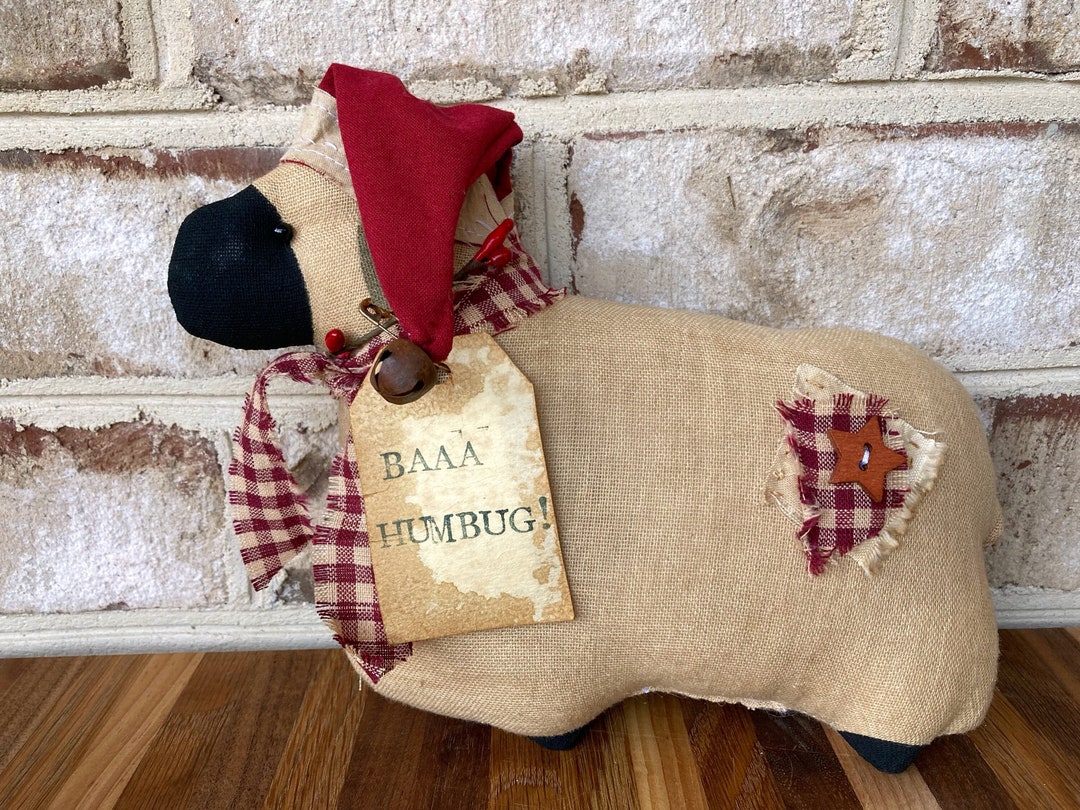 Christmas Sheep, Primitive Sheep Decor, Shelf Sitter Christmas ...