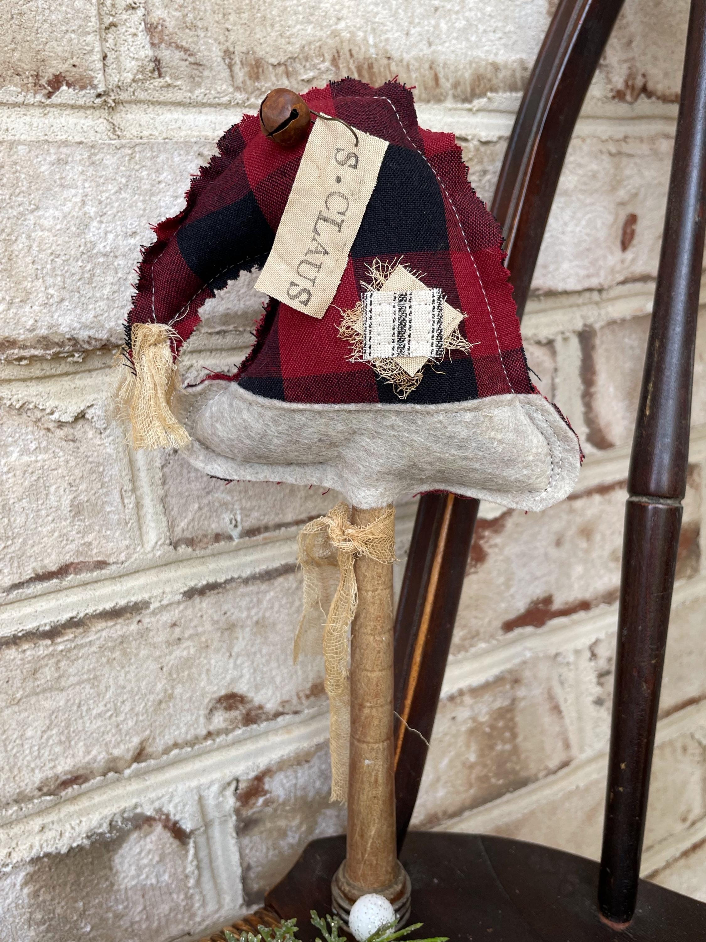 Primitive Santa Hat, Santa Hat Tiered Tray Decor, Farmhouse Christmas ...