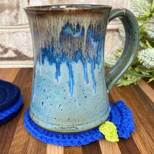 Blueberry Coasters Set, Crochet Drink Coasters, Blueberry Kitchen Decor ...