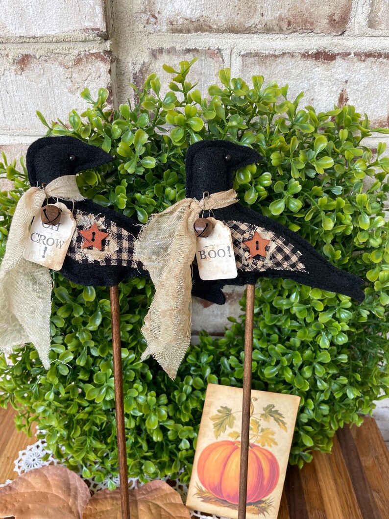 Crows on Sticks, Primitive Crows, Primitive Crow Decor, Fabric Crows ...