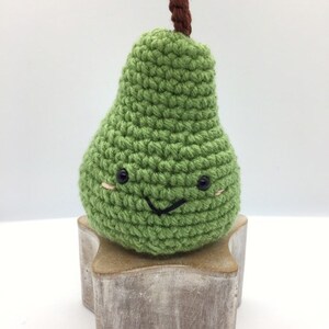 Pear Stress Ball, Soft Fruit Fidget Toy, Crochet Play Food, Anjou Green ...