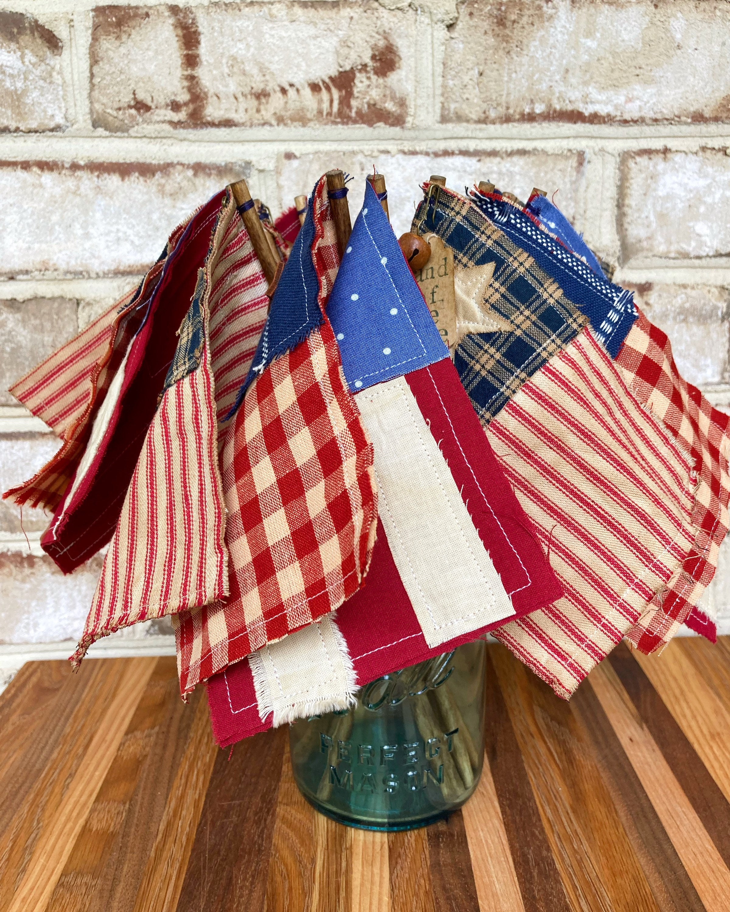 Primitive Americana Flags, Patriotic Flags, July 4th Tiered Tray Decor ...