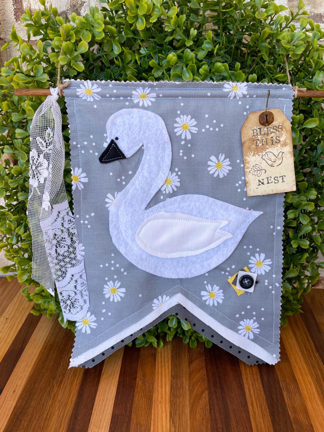 Swan Wall Hanging, Swan Flag, Swan Nursery Decor, Spring Swan, Swan ...