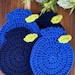 Blueberry Coasters Set, Crochet Drink Coasters, Blueberry Kitchen Decor ...