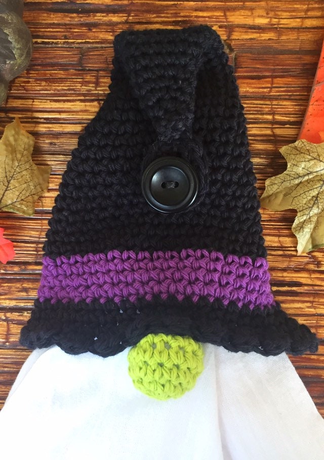 Witch Gnome Towel Topper Halloween Kitchen Decor Crochet | Etsy