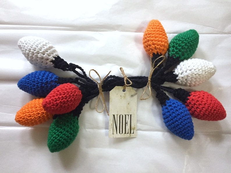 Christmas Light Bulb Garland Crochet String of Lights | Etsy