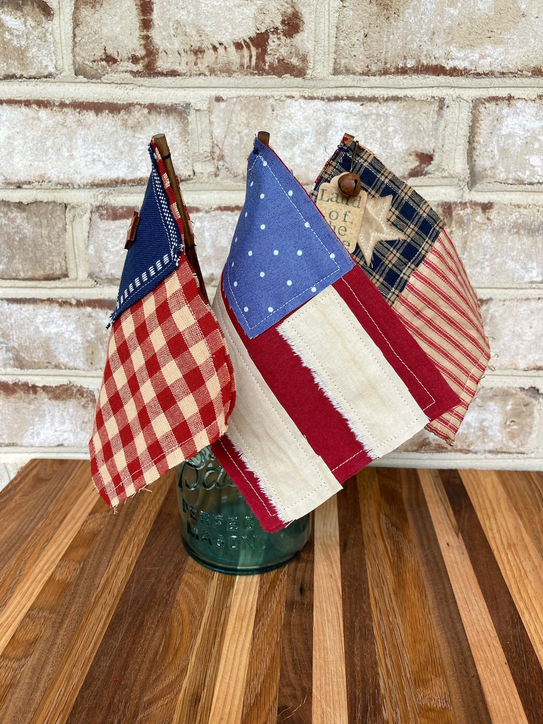Primitive Americana Flags, Patriotic Flags, July 4th Tiered Tray Decor ...