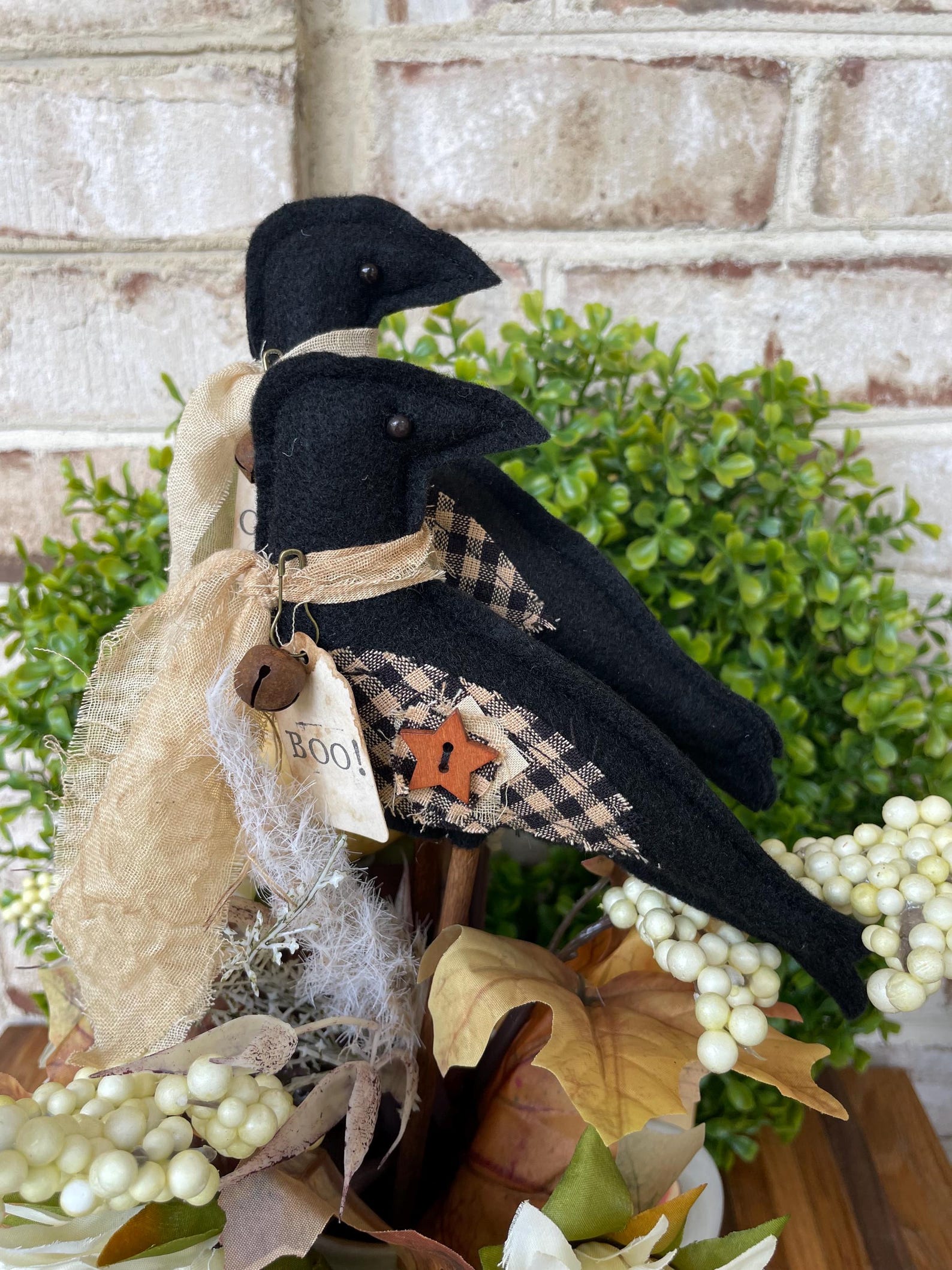 Crows on Sticks, Primitive Crows, Primitive Crow Decor, Fabric Crows ...