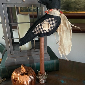 Rustic Primitive Crow, Crow Shelf Sitter, Primitive Crow Decor, Halloween Farmhouse Decor ...