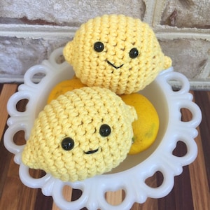 Crochet Lemon Plushie, Fruit Stress Ball, Lemon Tiered Tray Decor ...