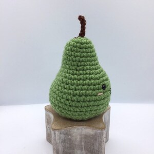 Pear Stress Ball, Soft Fruit Fidget Toy, Crochet Play Food, Anjou Green ...