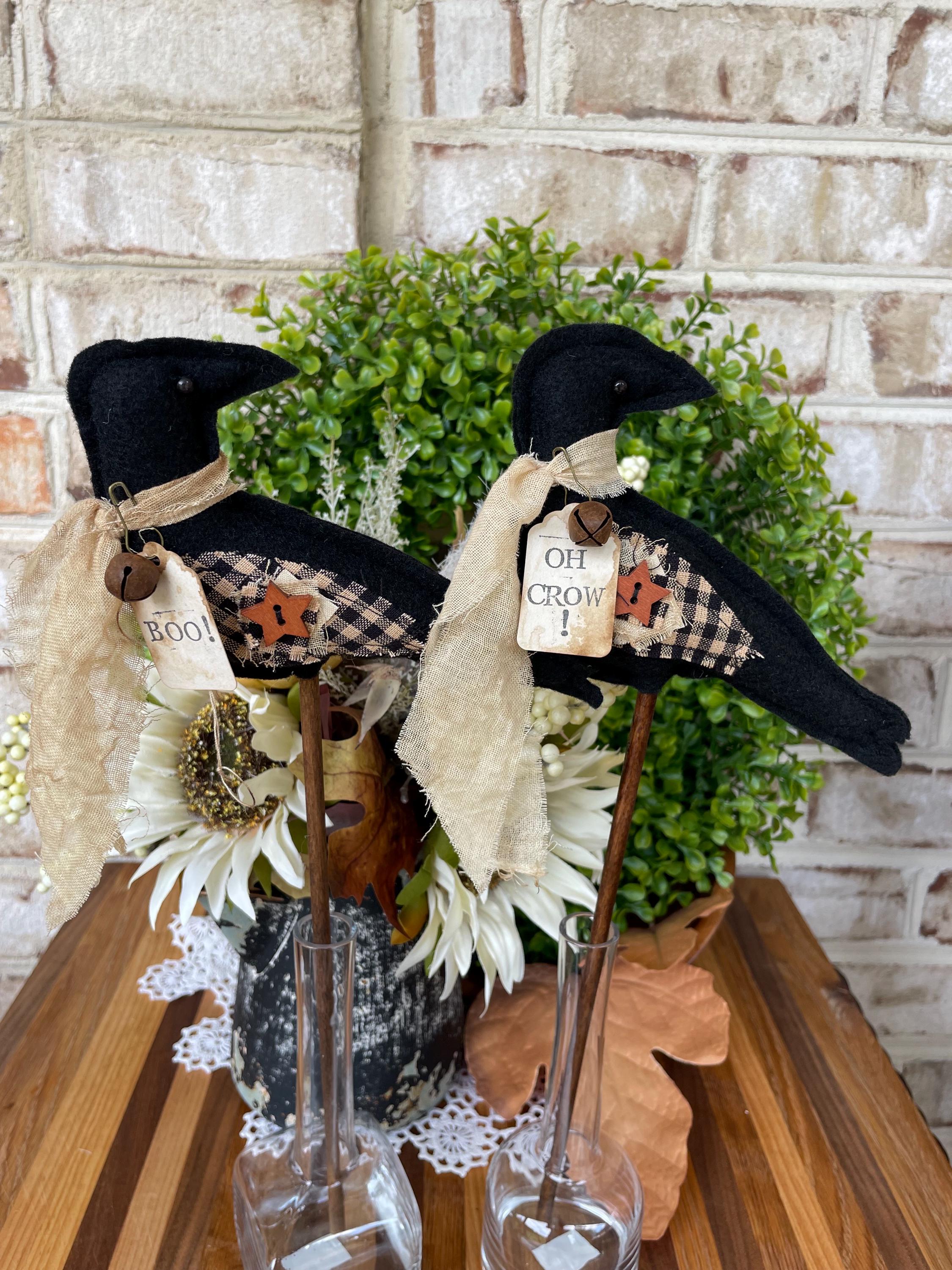 Crows on Sticks, Primitive Crows, Primitive Crow Decor, Fabric Crows ...