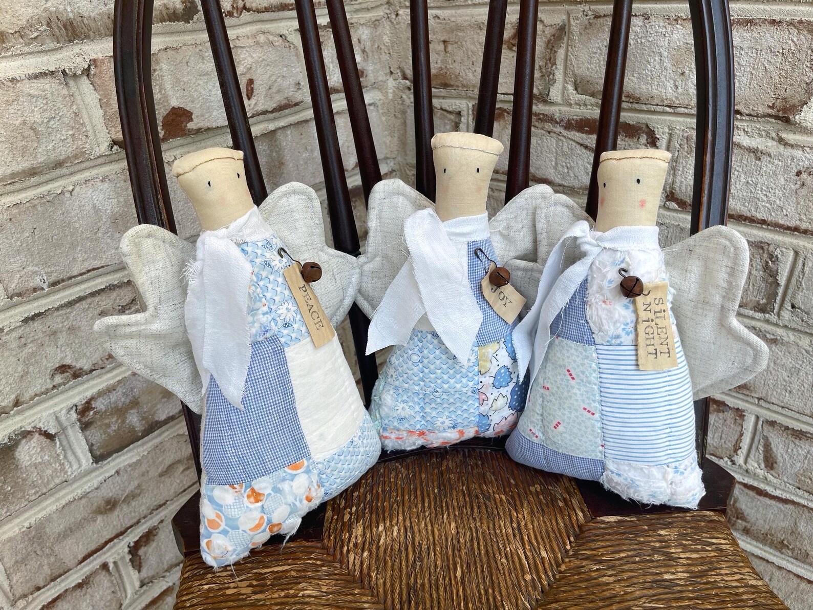 Primitive Christmas Angels, Patchwork Quilt Angel, Vintage Stuffed ...