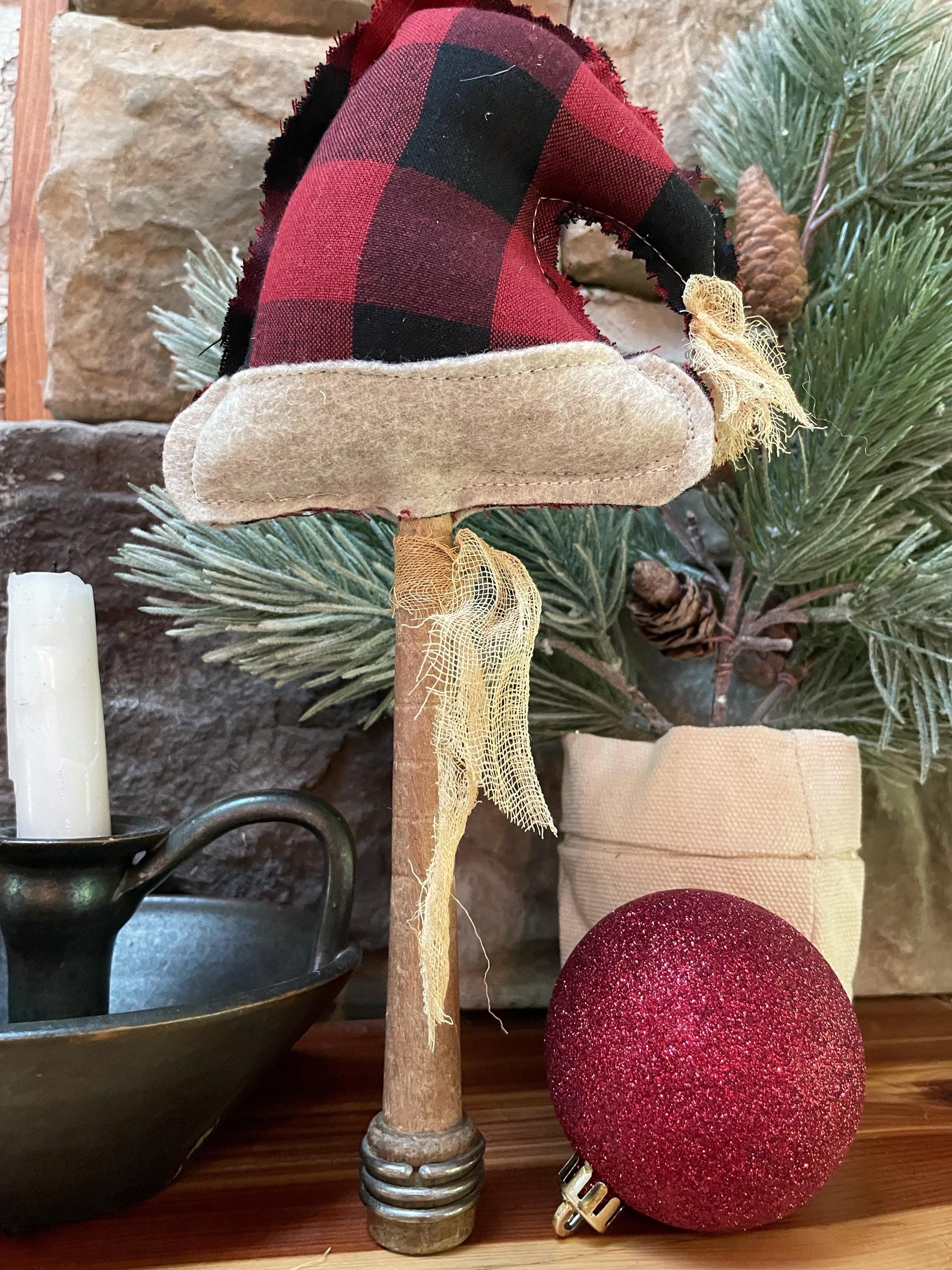 Primitive Santa Hat, Santa Hat Tiered Tray Decor, Farmhouse Christmas ...