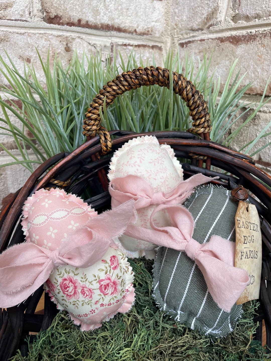 Fabric Easter Eggs, Pink Easter Eggs, Primitive Easter Eggs, Easter ...