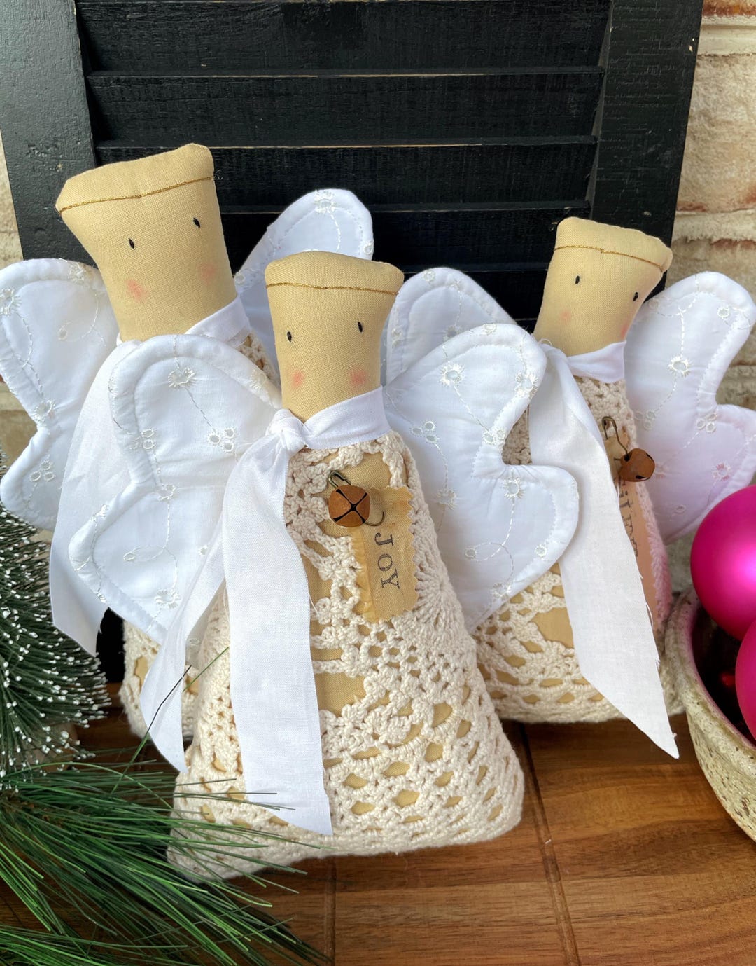 Vintage Lace Angel, Crocheted Lace Angel, Primitive Christmas Angels ...