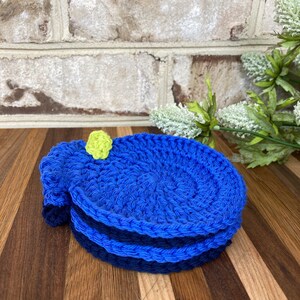 Blueberry Coasters Set, Crochet Drink Coasters, Blueberry Kitchen Decor ...