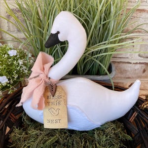 Primitive Swan Decor, Long Neck Swan, Country Swan, Swan Shelf Decor ...